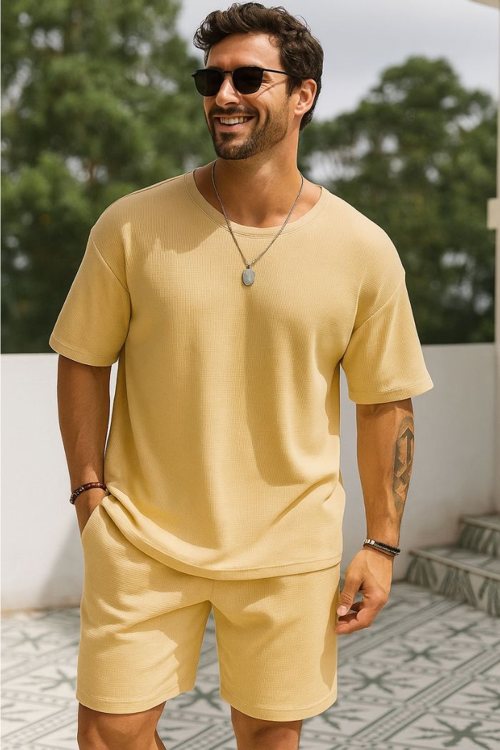 Plain Beige Men’s Cord Set