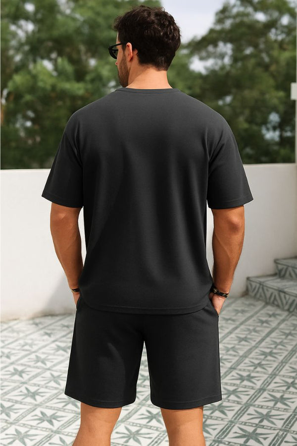 Plain Black Men Cord Set